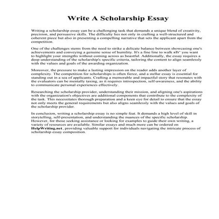 Write A Scholarship Essay | PDF