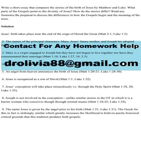 Write a short essay that compares the stories of the birth of Jesus .pdf