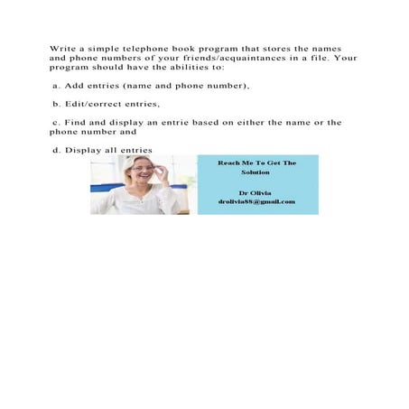Write a simple telephone book program that stores the names and phon.docx