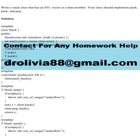 Write A Stack Class That Has An Stl Vector As A Data Member Your Clpdf