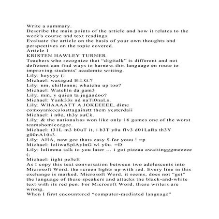 Write a summary.Describe the main points of the article and how it.docx