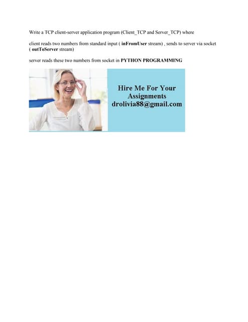 Write a TCP client-server application program (Client_TCP and Server_T.pdf Write a TCP client-server application program (Client_TCP and Server_T.pdf