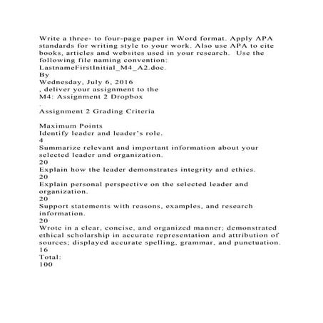 Write a three- to four-page paper in Word format. Apply APA standard.docx
