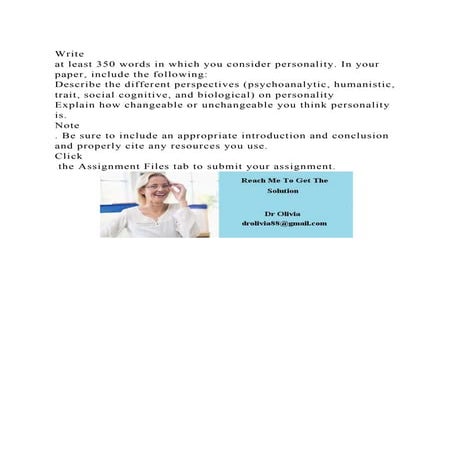 Write at least 350 words in which you consider personality. In you.docx