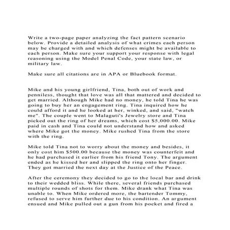 Write a two-page paper analyzing the fact pattern scenario below.docx