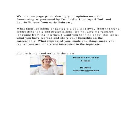 Write a two page paper sharing your opinion on trend forecasting as .docx