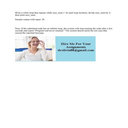 Write A While Loop That Repeats While Usernum 1 In Each Loop Iteratpdf 