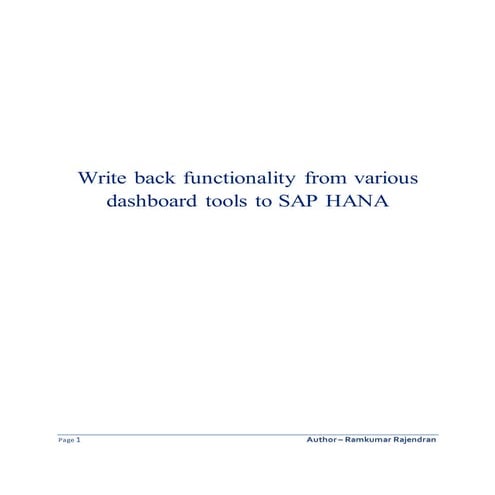 Write back functionality from various dashboard tools to sap hana | PDF