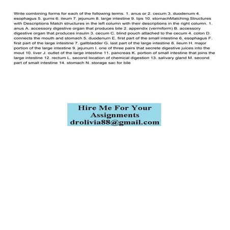 Write Combining Forms For Each Of The Following Terms 1 An Pdf