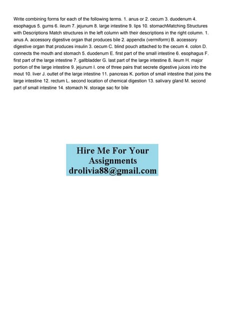 Write Combining Forms For Each Of The Following Terms 1 An Pdf