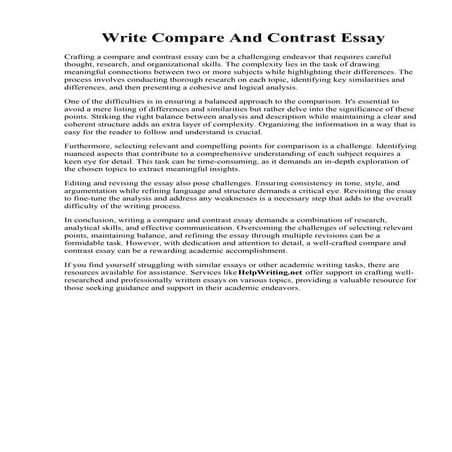 Write Compare And Contrast Essay | PDF