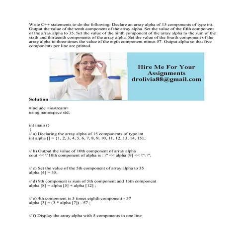 Write C Statements To Do The Following Declare An Array Alpha Of 1 Docx
