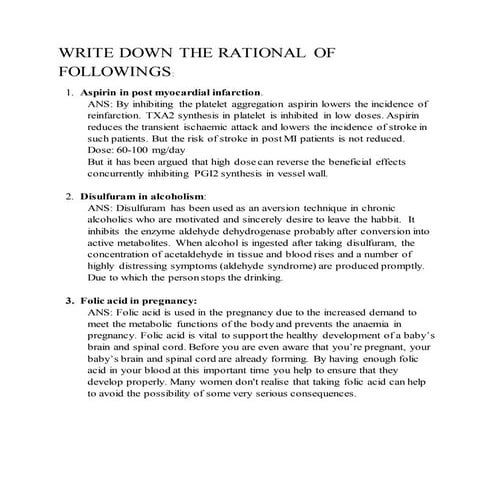 Write down the rational of followings | PDF