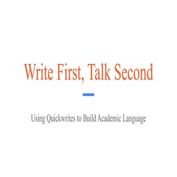 Write First, Talk Second a Quick Guide on how to turn your writing ...