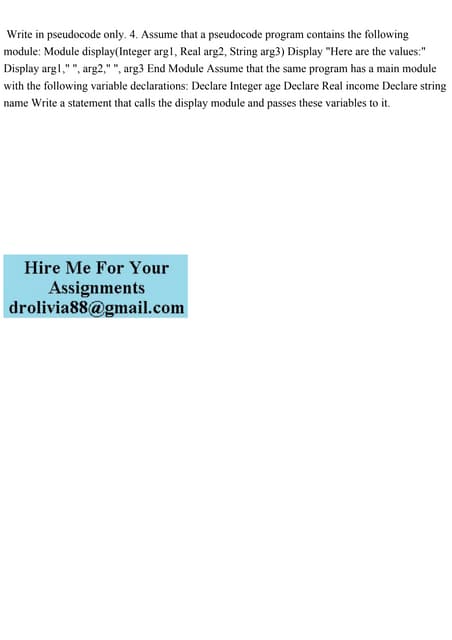 Write In Pseudocode Only 4 Assume That A Pseudocode Program Contapdf 0984