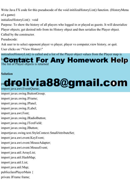 Write Java Fx Code For This Pseudocode Of The Void Initilizahistoryl Pdf