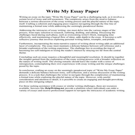 Write My Essay Paper.pdf | Hobbies & Interests