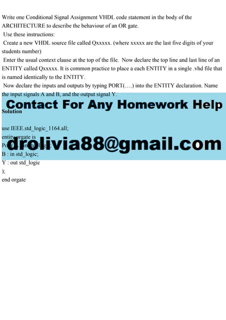 Write One Conditional Signal Assignment Vhdl Code Statement In The B Pdf