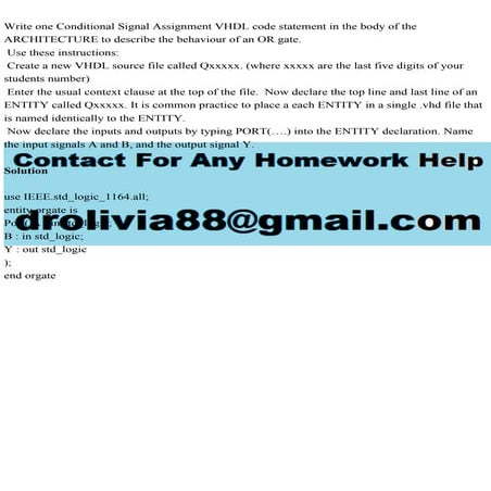 Write one Conditional Signal Assignment VHDL code statement in the b.pdf