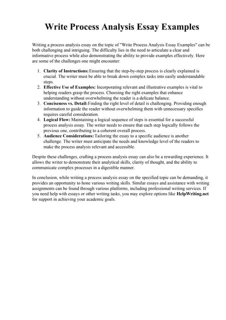 Process Essay Example. Marian University | PDF