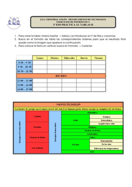 Tablas En Word Ejemplos