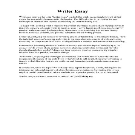 Writer Essay | PDF
