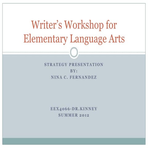 Writer’s workshop for elementary language arts | PPTX