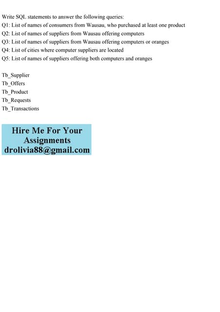 Write Sql Statements To Answer The Following Queriesq1 List Of Npdf