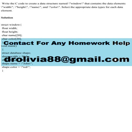 Write The C Code To Create A Data Structure Named Window That Conpdf 5183