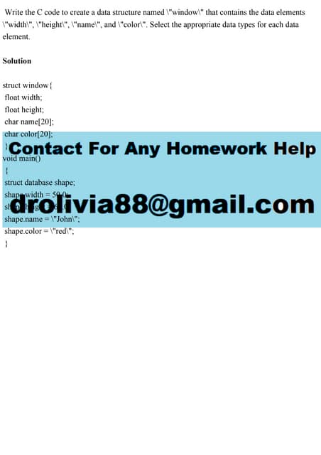 Write The C Code To Create A Data Structure Named Window That Conpdf 5183