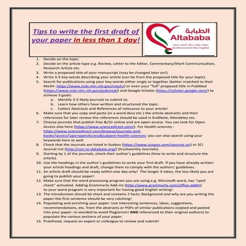 Write the first draft of your scientific paper in less than 1 day! | PDF