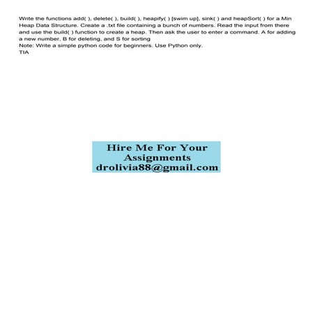 Write the functions add delete build heapify .pdf