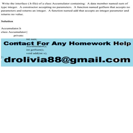 Write the interface (.h file) of a class Accumulator containing A d.pdf