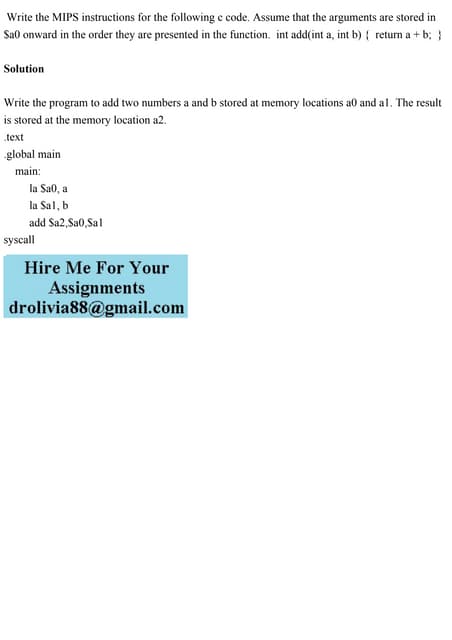 Write The Mips Instructions For The Following C Code Assume That Thepdf 1872