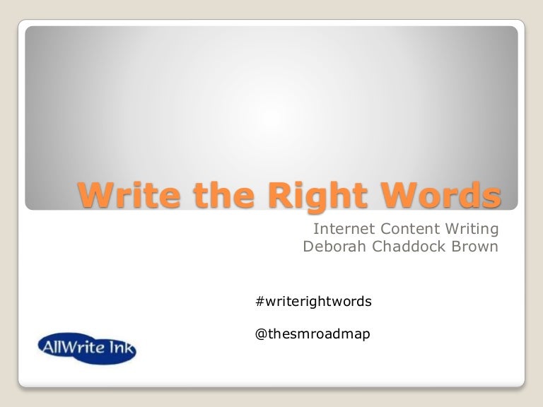 Write the Right Words for the Internet - AllWrite Ink