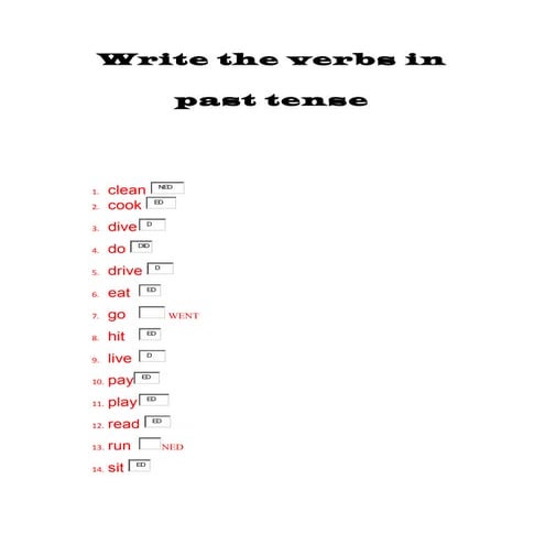 Write the verbs in past tense | DOC
