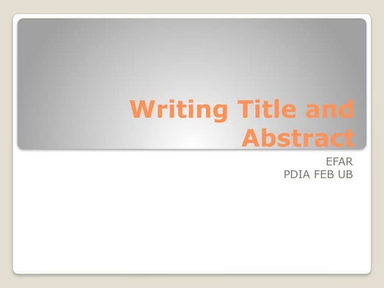 Writing A Research Title | PPTX