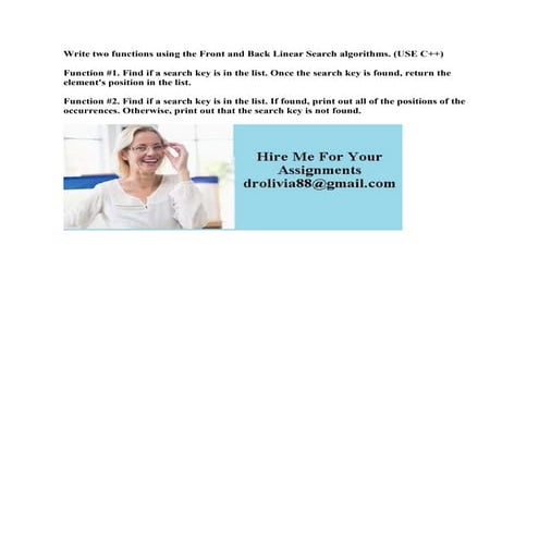 Write Two Functions Using The Front And Back Linear Search Algorithms Docx
