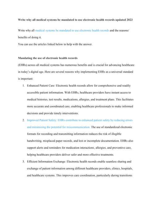 Electronic medical records | PPTX | Healthcare Industry | Industries