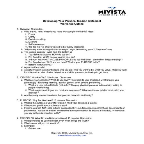 "How to Write Your Personal Mission Statement" - By Michelle Villalobos ...