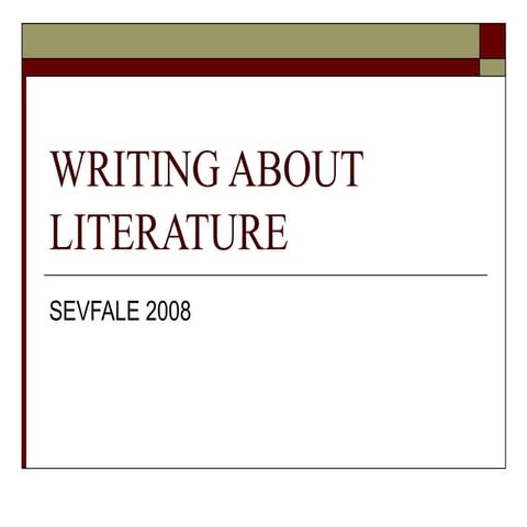Writing About Literature | PPT