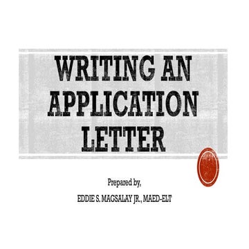 Writing an application letter | PPTX
