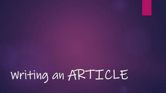 How to Write an Article | PPT