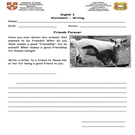 Writing worksheet - Friends Forever | DOCX
