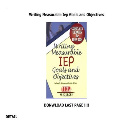 Writing Measurable Iep Goals and Objectives | PDF