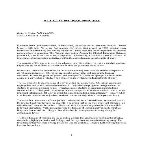 Writing objectives | PDF