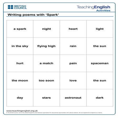 Writing poems-with-spark-worksheet | PDF