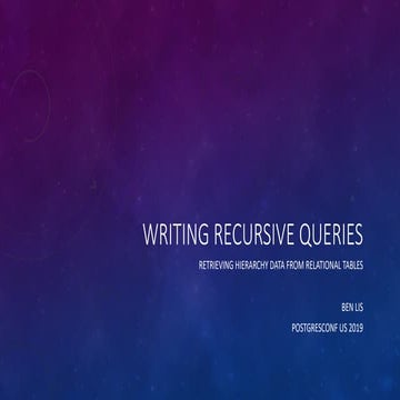 Writing Recursive Queries Ppt