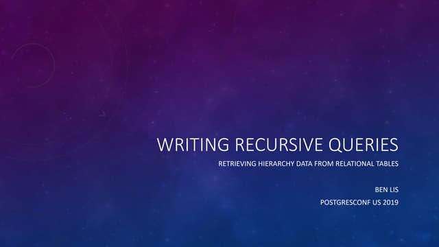 Writing Recursive Queries Ppt