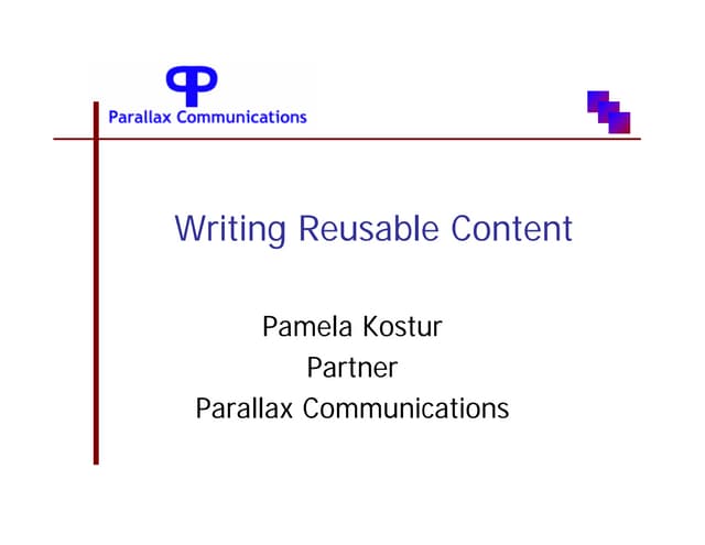 Writing Reusable Content Ppt